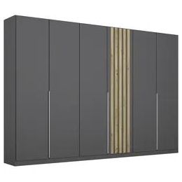 Dreht&uuml;renschrank Rauch "Kleiderschrank Schrank Garderobe Breiten 181/226/271 cm LAMELLA", graumetallic, eiche artisan, B:271cm H:210cm T:54cm, Holzwerkstoff, Schr&auml;nke, Dreht&uuml;renschrank, elegante Lamellen-Auflage in 3D Akustikpaneel Optik MADE IN GERMANY