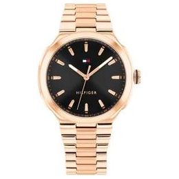 Quarzuhr Tommy Hilfiger "Georgia", ros&eacute;goldfarben, schwarz, Armbanduhren, Damen, Quarzuhr, Armbanduhr, Damenuhr, Edelstahlarmband, analog