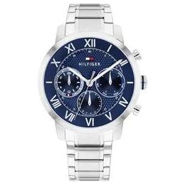 Multifunktionsuhr Tommy Hilfiger "TH-OXFORD", edelstahlfarben, blau, Armbanduhren, Herren, Quarzuhr, Armbanduhr, Herrenuhr, Edelstahlarmband, analog