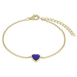 Armband Amor "Schmuck Geschenk, Herz", gelbgoldfarben, blau, blau, Armb&auml;nder, Damen, 20cm, Silber 925 (Sterlingsilber), Armband, mit Lapislazuli