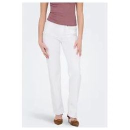 Straight-Jeans Only "ONLBLUSH MID STRAIGHT DNM DOT NOOS", Damen, Gr. L, L&auml;nge 34, wei&szlig;, Denim/Jeans, Obermaterial: 92% Baumwolle, 6% Elastomultiester, 2% Elasthan, unifarben, regular fit lang, Jeans Straight-Jeans, 5-Pocket Style