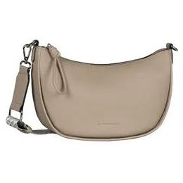 Handtasche Tom Tailor "Tatiana", Damen, Gr. B/H/T: 28cm x 19cm x 9,5cm, taupe, Polyurethan, clean, gepflegt, unifarben, Taschen Handtasche, fein gewebter dreifarbiger Gurtband mit harmonischem &bdquo;T&ldquo; ́Logodruck