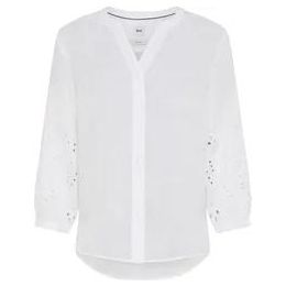 Klassische Bluse Brax "Style VELIA", Damen, Gr. 42, wei&szlig;, Web, 100% Leinen, V-Ausschnitt, Blusen Bluse