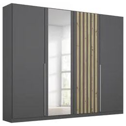 Dreht&uuml;renschrank Rauch "Kleiderschrank Schrank Garderobe Breiten 181/226/271 cm LAMELLA", graumetallic, eiche artisan, B:226cm H:210cm T:54cm, Holzwerkstoff, Schr&auml;nke, Dreht&uuml;renschrank, elegante Lamellen-Auflage in 3D Akustikpaneel Optik MADE IN GERMANY