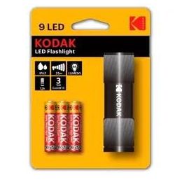 Taschenlampe, schwarz, Mobilleuchten, KODAK LED TAschenlampe, Aluminium, schwarz+ inkl. 3xAA Batterien+ 9 leistungsstarke LED f&uuml;r helle und zuverl&auml;ssige Beleuchtung+ lange Batterielaufzeit+ Gr&ouml;&szlig;e: 85x26 mm