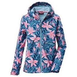 Softshelljacke Killtec "KOS 154 GRLS SFTSHLL JCKT", Kinder, Gr. 176, blau, Oberseite: 100% Polyester;R&uuml;ckseite: 100% Polyester;Futter: 100% Polyester, Jacken Softshelljacke, Wind- und wasserabweisende Kinderjacke mit buntem Print