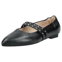 Riemchenballerina Gabor "Gabor Ballerinas Glattleder", Damen, Gr. 39, schwarz, Glattleder, Schuhe Riemchenballerina