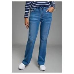 Weite Jeans Kangaroos, Damen, Gr. 48, N-Gr, blau used, Denim/Jeans, Obermaterial: 68% Baumwolle, 19% Polyester, 12% Lyocell, 1% Elasthan, unifarben, normal lang, Jeans, weiter Bein, normale Passform, regul&auml;re Leibh&ouml;he