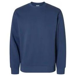 Sweatshirt Selected "SLHZREG-DAN SWEAT CREW NECK", Herren, Gr. S, oceana, angeraute Sweatware, Obermaterial: 65% Baumwolle, 35% Polyester, unifarben, regular fit normal, Rundhals, Rippb&uuml;ndchen, Sweatshirts Sweatshirt