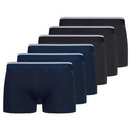 Boxershorts Skiny "Boxershort Pants Cotton Multipack 6P 6er Pack", Herren, Gr. XXL, bunt (blau, schwarz), Obermaterial: 95% Baumwolle CO. 5% Elasthan EL., Unterhosen