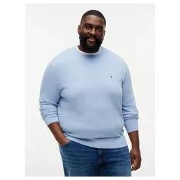 Tommy Hilfiger Big & Tall Rundhalspullover "ESSENTIAL STRUCTURE CREW NECK", Damen, Gr. 4XL, vessel blau heather, Strick, Obermaterial: 100% Baumwolle, TOMMY HILFIGER BIG & TALL, unifarben, regular fit normal, Rundhals, eingesetzt Rippb&uuml;ndchen, Pullover Rundhalspullover, Gro&szlig;e Gr&ouml;&szlig;en, regular fit