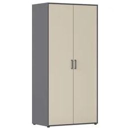 Kleiderschrank Rauch "VOYAGER Garderobe W&auml;scheschrank TOPSELLER Schlafzimmer", beige (champagner), graumetallic, griffe graumetallic, B:93cm H:194cm T:53cm, Holzwerkstoff, Schr&auml;nke, Kleiderschrank, mit 2 modernen Griffvarianten, viel Stauraum MADE IN GERMANY