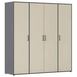 Kleiderschrank Rauch "VOYAGER Garderobe W&auml;scheschrank TOPSELLER Schlafzimmer", beige (champagner), graumetallic, griffe graumetallic, B:187cm H:194cm T:53cm, Holzwerkstoff, Schr&auml;nke, Kleiderschrank, mit 2 modernen Griffvarianten, viel Stauraum MADE IN GERMANY