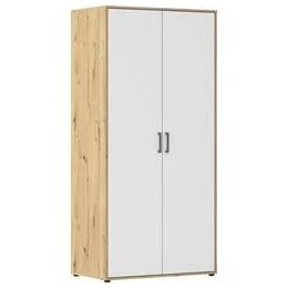 Kleiderschrank Rauch "VOYAGER Garderobe W&auml;scheschrank TOPSELLER Schlafzimmer", eiche artisan, alpinwei&szlig;, griffe graumetallic, B:93cm H:194cm T:53cm, Holzwerkstoff, Schr&auml;nke, Kleiderschrank, mit 2 modernen Griffvarianten, viel Stauraum MADE IN GERMANY