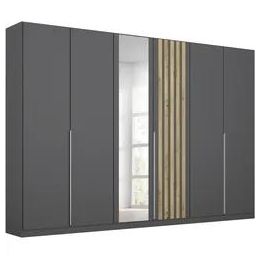 Dreht&uuml;renschrank Rauch "Kleiderschrank Schrank Garderobe Breiten 181/226/271 cm LAMELLA", graumetallic, eiche artisan, B:271cm H:210cm T:54cm, Holzwerkstoff, Schr&auml;nke, Dreht&uuml;renschrank, elegante Lamellen-Auflage in 3D Akustikpaneel Optik MADE IN GERMANY