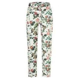Stretch-Hose MAC "CHINO turn up", Damen, Gr. 46, N-Gr, flower print, Web, Obermaterial: 96% Baumwolle, 4% Elasthan, gemustert, kn&ouml;chelfrei, Hosen, mit Umschlagsaum