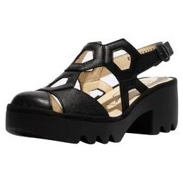 High-Heel-Sandalette Fly London "Fly London Sandalen Leder", Damen, Gr. 38, schwarz, schwarz, Leder, Schuhe