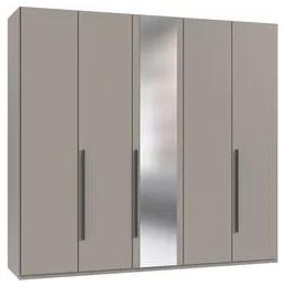 Dreht&uuml;renschrank wimex "London in den Breiten 180cm, 225cm und 270cm erh&auml;ltlich, inkl. Spiegel", saharagrau, griffe grafit, B:225cm H:208cm T:58cm, Holzwerkstoff, Schr&auml;nke, Dreht&uuml;renschrank, Kleiderschrank wahlweise mit Basic- o. Premium-Ausstattung erh&auml;ltlich
