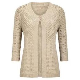 Strickjacke GOLDNER "Elegante Strickjacke mit Rippenblende", Herren, Gr. 52, beige, Obermaterial: 100% Baumwolle CO., gerade, V-Ausschnitt, Strickjacken Strickjacke, figurschmeichelner Style