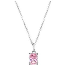 Kette mit Anh&auml;nger Firetti "Schmuck Geschenk Silber 925 Halsschmuck Halskette Ankerkette Quadrat", silberfarben, pink, Halsketten, Damen, Silber 925 (Sterlingsilber), L: 45 B: 1,1mm, mit Zirkonia (synth.), B:1,1mm