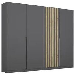Dreht&uuml;renschrank Rauch "Kleiderschrank Schrank Garderobe Breiten 181/226/271 cm LAMELLA", graumetallic, eiche artisan, B:226cm H:210cm T:54cm, Holzwerkstoff, Schr&auml;nke, Dreht&uuml;renschrank, elegante Lamellen-Auflage in 3D Akustikpaneel Optik MADE IN GERMANY