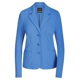 Jackenblazer GOLDNER "Kurzgr&ouml;&szlig;e Viskoseblazer mit Reverskragen", Damen, Gr. 23, blau, Obermaterial: 67% Viskose CV. 27% Polyester PES. 6% Elasthan EL., Blazer, stretchbequeme Jerseyqualit&auml;t