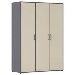 Kleiderschrank Rauch "VOYAGER Garderobe W&auml;scheschrank TOPSELLER Schlafzimmer", beige (champagner), graumetallic, griffe graumetallic, B:140cm H:194cm T:53cm, Holzwerkstoff, Schr&auml;nke, Kleiderschrank, mit 2 modernen Griffvarianten, viel Stauraum MADE IN GERMANY