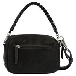 Handtasche Gabor "Belene", Damen, Gr. B/H/T: 19,5cm x 13cm x 6cm, schwarz, Polyurethan, clean, gepflegt, unifarben, Taschen Handtasche, aus weichem Nubukimtiat mit geflochtenen Henkel & markante Ziern&auml;hte