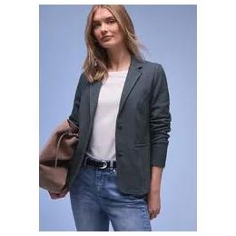 Kurzblazer Street One, Damen, Gr. 34, shadowed navy, Web, 53% Polyester, 45% Baumwolle, 2% Elasthan, unifarben, normal normal, V-Ausschnitt, abgesteppt, Blazer Kurzblazer, mit Struktur
