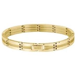 Gliederarmband BOSS "BROOKS", gelbgoldfarben, Armb&auml;nder, Herren, 19cm, Edelstahl, Gliederarmband