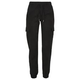 Cargohose Urban Classics "Urban Classics Damen Ladies High Waist Cargo Jogging Pants", Damen, Gr. M, US-Gr&ouml;&szlig;en, schwarz, 98% Baumwolle, 2% Elasthan, unifarben, normal, Hosen Cargohose