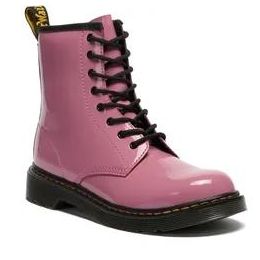 Schn&uuml;rboots Dr. Martens "1460 Y Black Patent Lamper", M&auml;dchen, Gr. 38, pink, Lackleder, Schuhe Schn&uuml;rboots, Kinder Stiefel, Boots mit logobedruckter Anziehlasche