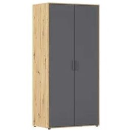 Kleiderschrank Rauch "VOYAGER Garderobe W&auml;scheschrank TOPSELLER Schlafzimmer", eiche artisan, graumetallic, griffe graumetallic, B:93cm H:194cm T:53cm, Holzwerkstoff, Schr&auml;nke, Kleiderschrank, mit 2 modernen Griffvarianten, viel Stauraum MADE IN GERMANY