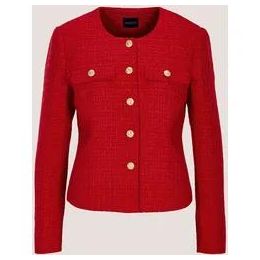 Madeleine Mode Jerseyblazer MADELEINE "Blazer Couturiger Kurzblazer mit goldfarbenen Kn&ouml;pfen", Damen, Gr. 42, rot, Obermaterial: 50% Polyester PES. 50% Wolle WO., Modern, normal, Blazer