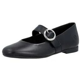 Riemchenballerina Remonte "Remonte Ballerinas Leder", Damen, Gr. 39, schwarz, Leder, Schuhe Riemchenballerina