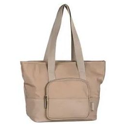 Shopper Tom Tailor "Viene", Damen, Gr. B/H/T: 40cm x 28cm x 13cm, taupe, Nylon, clean, gepflegt, unifarben, Taschen Shopper, fein genarbtes Lederimitat trifft auf leichtes Nylon mit feinem Logo