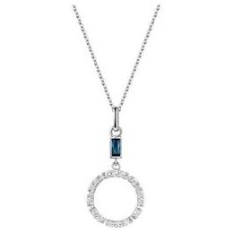 Kette mit Anh&auml;nger Firetti "Schmuck Geschenk Silber 925 Halsschmuck Halskette Ankerkette Kreis", silberfarben, kristallwei&szlig;, blau, Halsketten, Damen, Silber 925 (Sterlingsilber), L: 45 B: 1,1mm, mit Zirkonia (synth.), B:1,1mm