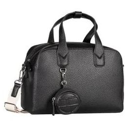 Bowlingtasche Tom Tailor "Rima", Damen, Gr. B/H/T: 28cm x 20cm x 11cm, schwarz, Polyurethan, clean, gepflegt, gepr&auml;gtes Muster, unifarben, Taschen, elegante Formen treffen auf sportiven Schulterriemen & Minipouch
