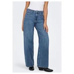 High-waist-Jeans Only "ONLSILKY SOFT HW WIDE DNM PIM233 NOOS", Damen, Gr. XL, L&auml;nge 32, medium blau denim, Denim/Jeans, Obermaterial: 76% Baumwolle, 24% Lyocell, unifarben, lang, Jeans High-Waist-Jeans, mittlere Waschung, hohe Leibh&ouml;he, weite Beinform