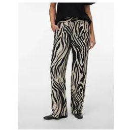V&eacute;ro Moda Schlupfhose VERO MODA "VMJESMILO HW WIDE PANTS WVN NOOS", Damen, Gr. XS, N-Gr, silber lining aop:sina zebra schwarz, Web, Obermaterial: 55% Viskose, 45% Leinen, bedruckt, normal normal, Hosen Schlupfhose, mit Seitentaschen