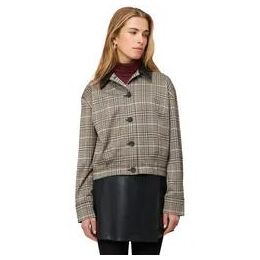 Jackenblazer Zero "Damen mit Knopfleiste", Damen, Gr. 40, beigeschwarz, Stoff, Obermaterial: 80% Polyester, 16% Viskose, 4% Elasthan, bedruckt, figurbetont normal, weit B&uuml;ndchen, Blazer, Knopfleiste