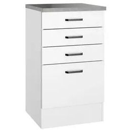Unterschrank Optifit "OPTImulti", wei&szlig;, wei&szlig;, B:50cm H:88cm T:50cm, Holzwerkstoff, Schr&auml;nke, Unterschrank, Breite 50 cm, Tiefe 50 cm, mit 3 Schubk&auml;sten, 1 Auszug