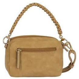 Handtasche Gabor "Belene", Damen, Gr. B/H/T: 19,5cm x 13cm x 6cm, camel, Polyurethan, clean, gepflegt, unifarben, Taschen Handtasche, aus weichem Nubukimtiat mit geflochtenen Henkel & markante Ziern&auml;hte