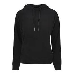 Kapuzenpullover Urban Classics "Urban Classics Damen Ladies Velvet Rib Hoody", Damen, Gr. M, schwarz, 97% Polyester, 3% Elasthan, unifarben, loose fit, ohne Ausschnitt, Pullover Kapuzenpullover
