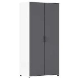 Kleiderschrank Rauch "VOYAGER Garderobe W&auml;scheschrank TOPSELLER Schlafzimmer", alpinwei&szlig;, graumetallic, griffe graumetallic, B:93cm H:194cm T:53cm, Holzwerkstoff, Schr&auml;nke, Kleiderschrank, mit 2 modernen Griffvarianten, viel Stauraum MADE IN GERMANY