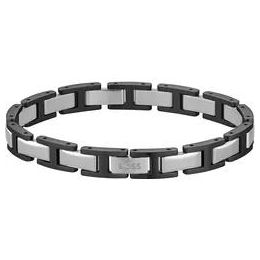 Gliederarmband BOSS "NOLAN", edelstahlfarben, schwarz, Armb&auml;nder, Herren, 19cm, Edelstahl, Gliederarmband