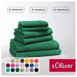 Handtuch Set s.Oliver "s.Oliver, Premium Qualit&auml;t, 600 gr/m2", gr&uuml;n, 6 Stk., Walkfrottier, Walkfrottier, Obermaterial: 100% Baumwolle, Handtuch-Sets, 2 G&auml;stet&uuml;cher 30x50, 2 Handt&uuml;cher 50x100, 2 Duscht&uuml;cher 70x140