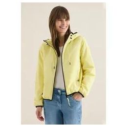 Windbreaker Cecil, Damen, Gr. XL (44), iced gelb, Stoff, Obermaterial: 100% Polyester; Futter: 100% Polyester; F&uuml;llung: 100% Polyester, unifarben, comfort fit normal, ohne Ausschnitt, B&uuml;ndchen, Jacken Windbreaker, mit Kapuze mit Tunnelzugband