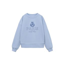 Mango Kids Sweatshirt 'PARIS' M&auml;dchen Gr&ouml;&szlig;e 128 hellblau / dunkelblau