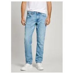 Regular-fit-Jeans Pepe Jeans "CASH", Herren, Gr. 34, L&auml;nge 32, blau (light used wiser), Denim/Jeans, Obermaterial: 89% Baumwolle, 10% Polyester, 1% Elasthan, leichte Abriebeffekte, normal lang, Jeans